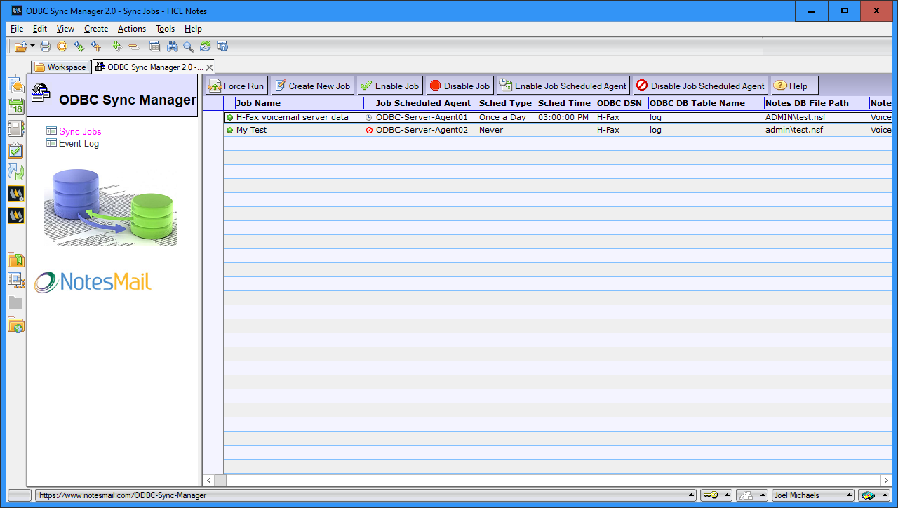 Screenshot 1 - Sync Job Summary - ODBC Sync Manager - NotesMail - HCL ...